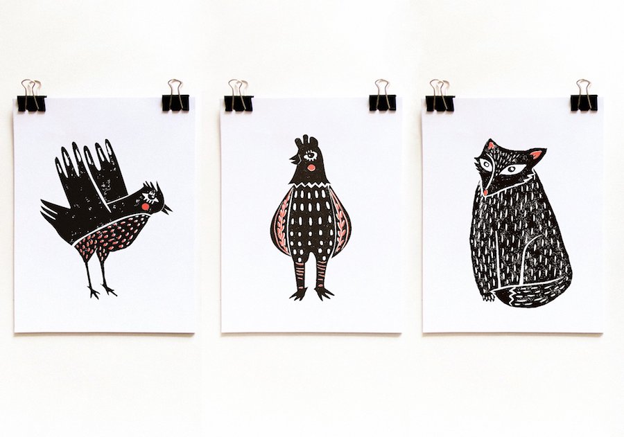 Free Design Materials - Design Templates of Vintage Linocut Animals